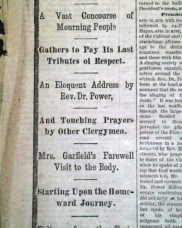 Graphic presentation of Garfield's funeral in a "hometown" newspaper ...