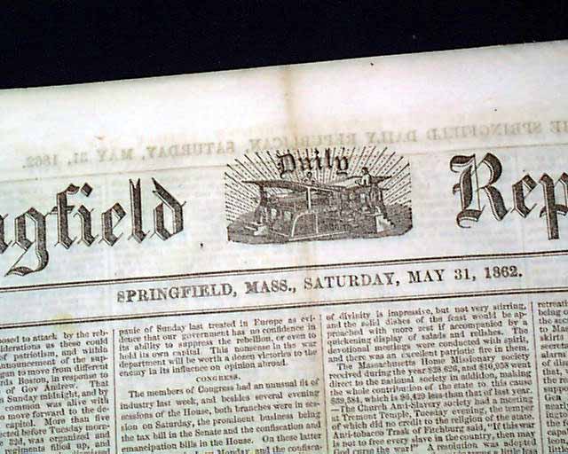 1862 Springfield MA Newspaper.... - RareNewspapers.com