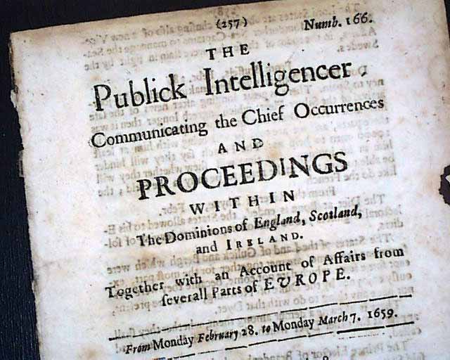 Newsbook from the mid-17th century... - RareNewspapers.com