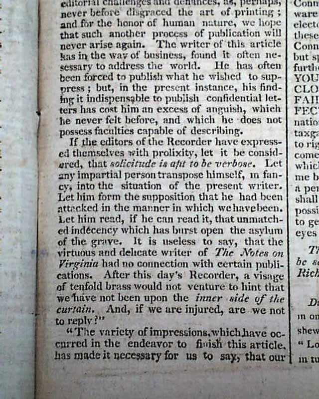 The Thomas Jefferson & James Callender feud... - RareNewspapers.com