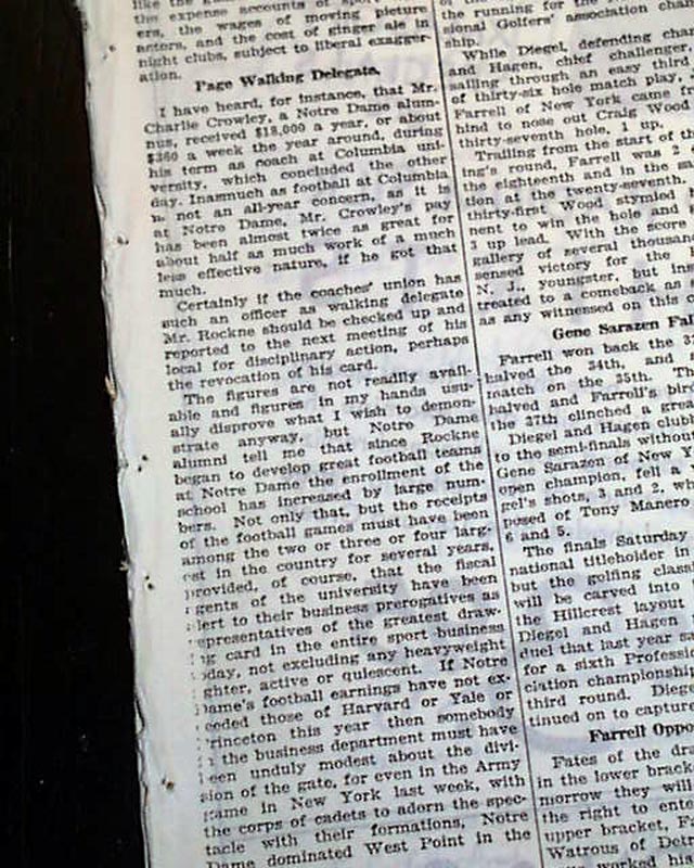 1929 Knute Rockne & Joe Savoldi... - RareNewspapers.com