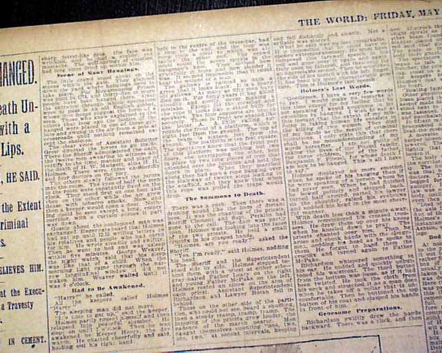 1896 H. H. Holmes executed for murder..... - RareNewspapers.com