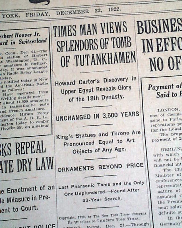 King Tut's tomb discovered in 1922... - RareNewspapers.com