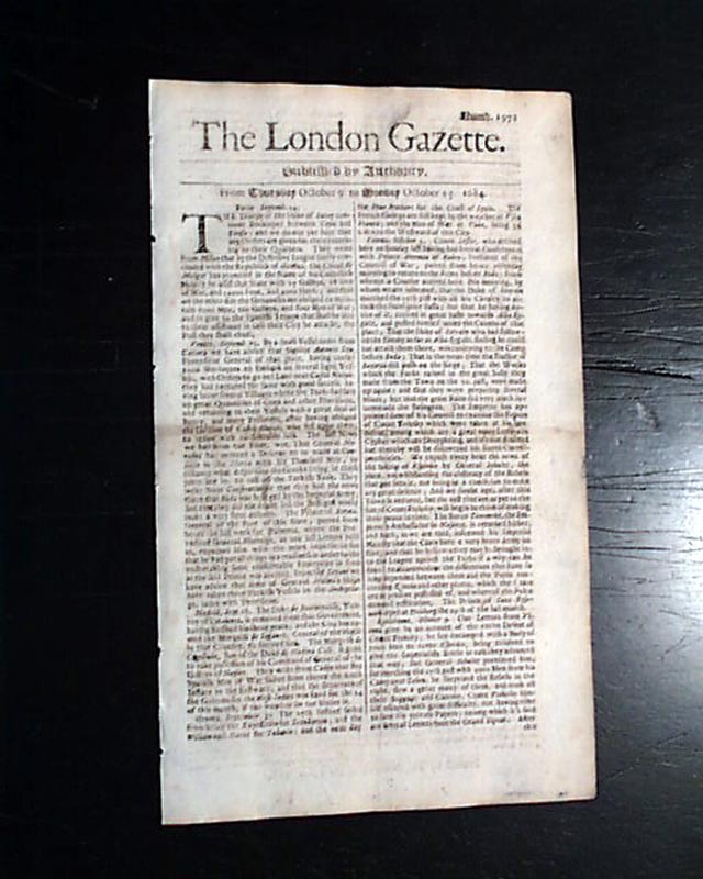 Genuine London Gazette newspaper from 1684... - RareNewspapers.com