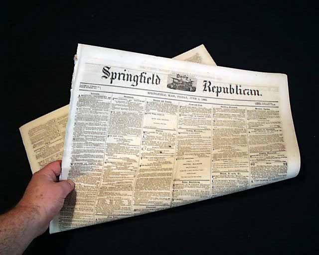 1863 Springfield Massachusetts Newspaper.... - RareNewspapers.com