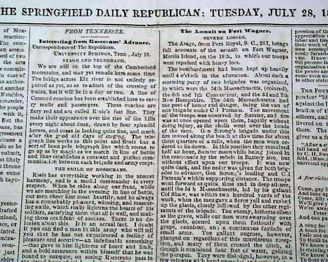 1863 Springfield MA Newspaper.... - RareNewspapers.com