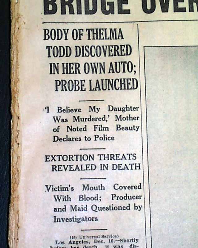 1935 Thelma Todd's myterious death.... - RareNewspapers.com