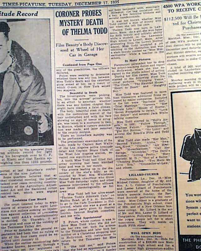1935 Thelma Todd's myterious death.... - RareNewspapers.com