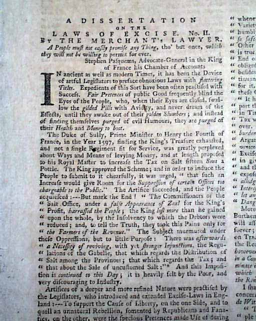 Colonial newspaper once published by Benjamin Franklin ...