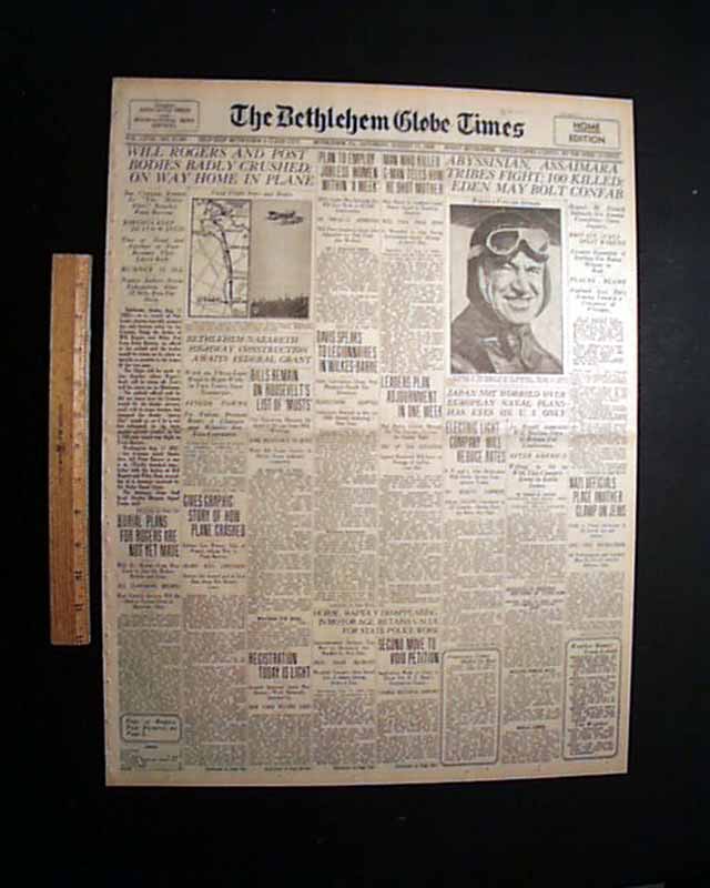 Will Rogers & Wiley Post death in 1935.... - RareNewspapers.com