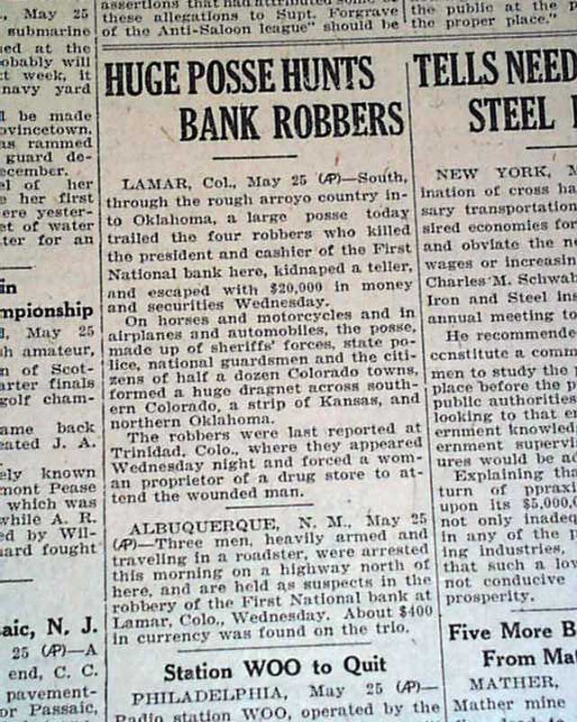Fleagle gang .... Lamar, Colorado robbery... - RareNewspapers.com
