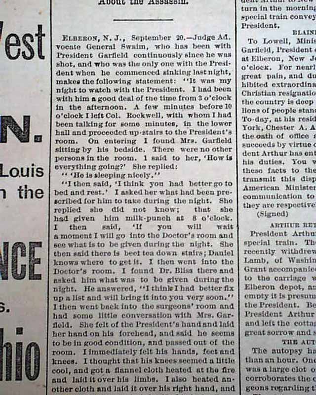 President James A. Garfield's death... - RareNewspapers.com