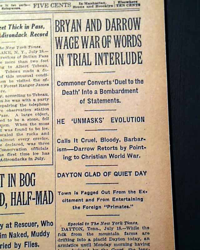 Reporting on the historic Scopes "monkey trial"... - RareNewspapers.com