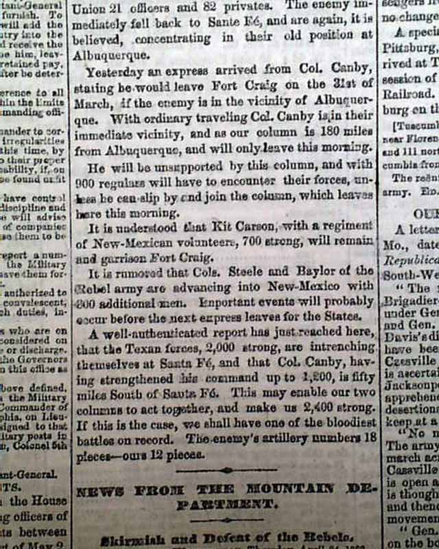 Apache Pass New Mexico... Kit Carson... - RareNewspapers.com