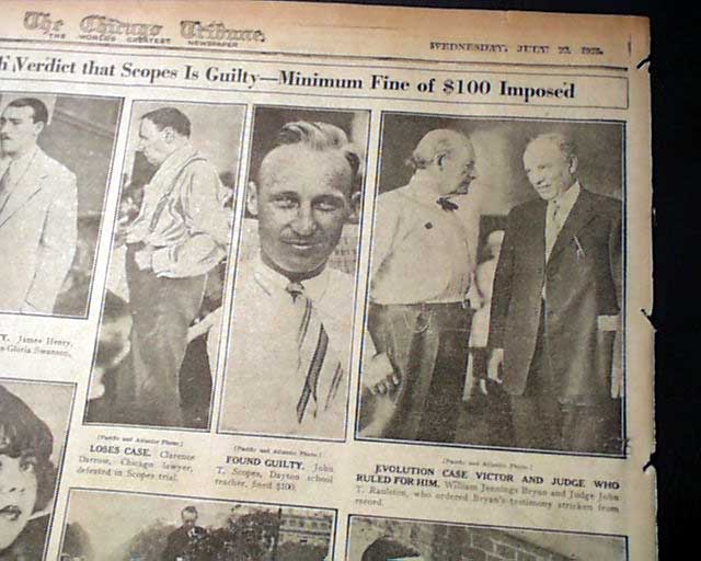 Beginning and end of the Scopes "monkey" trial... - RareNewspapers.com