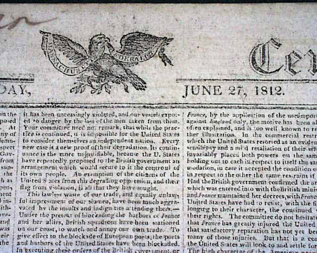 War of 1812 Declared.... - RareNewspapers.com