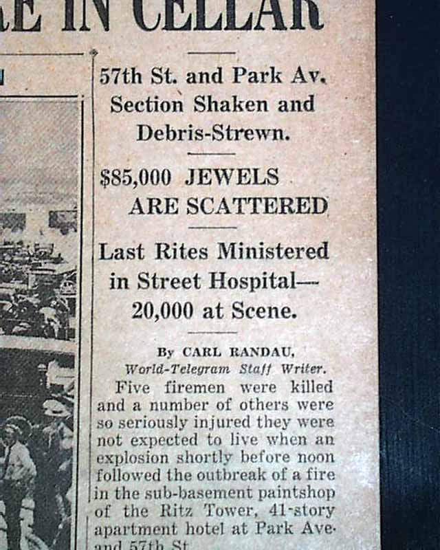 1932 Ritz Tower, New York City explosion... - RareNewspapers.com