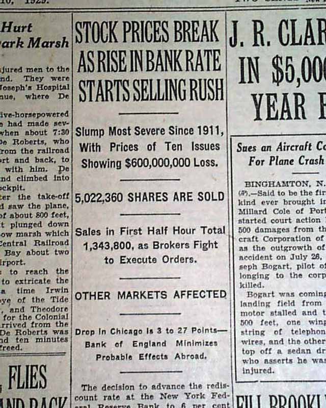 1929 Stock Market Crash coming..... - RareNewspapers.com