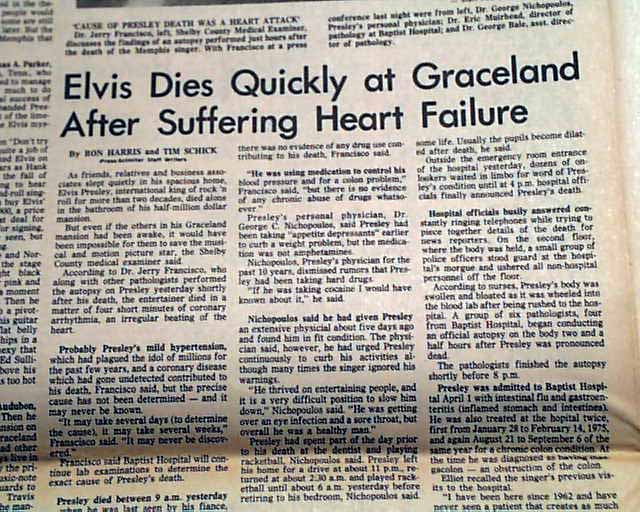 1977 Elvis Presley death... - RareNewspapers.com
