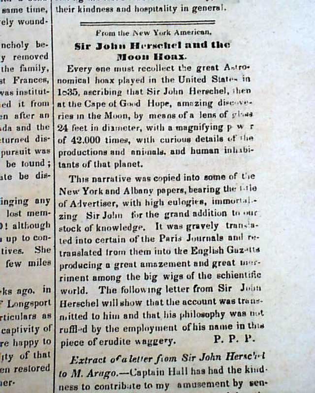 ON the 'Great Moon Hoax' of 1835... - RareNewspapers.com