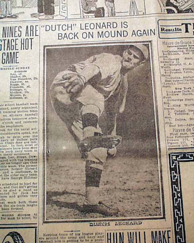 1918 Dutch Leonard baseball photo... - RareNewspapers.com