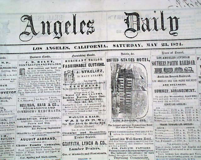 1879 Old West Newspaper From Los Angeles CA...... - RareNewspapers.com