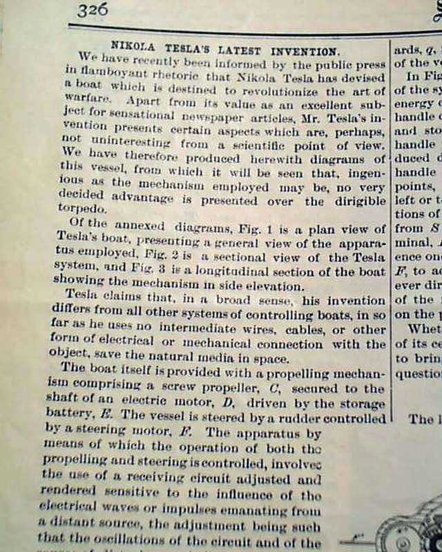 1898 Nikola Tesla's remote controlled boat... - RareNewspapers.com