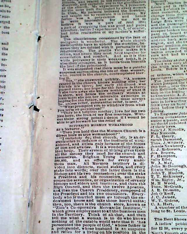 Gold in Utah... Details of Mormon life... - RareNewspapers.com