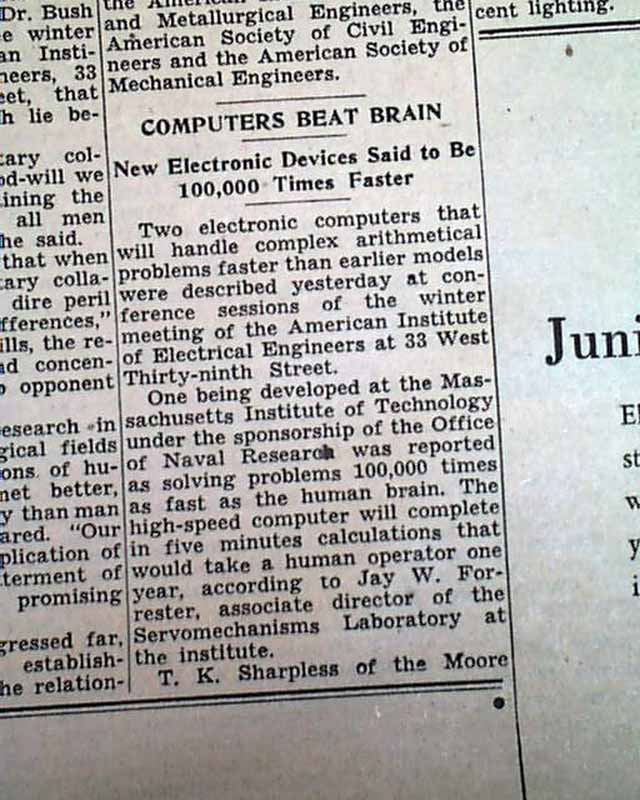 Earliest of computers in 1947.... - RareNewspapers.com