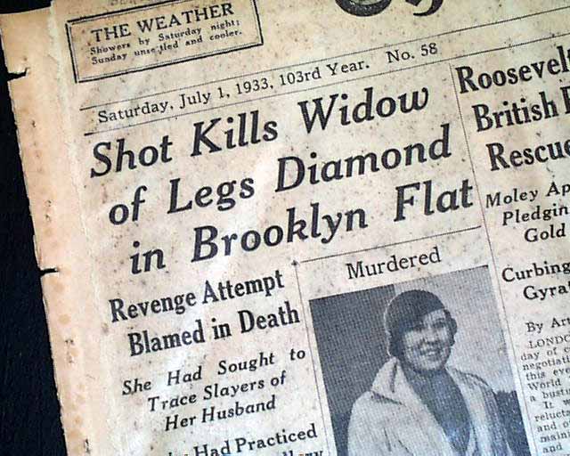 Jack 'Legs' Diamond Widow Gunned Down In 1933... - RareNewspapers.com