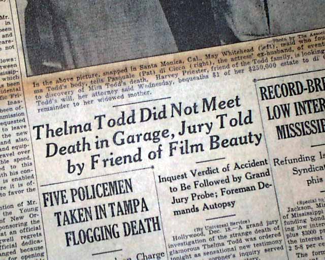 Thelma Todd's myterious death.... - RareNewspapers.com