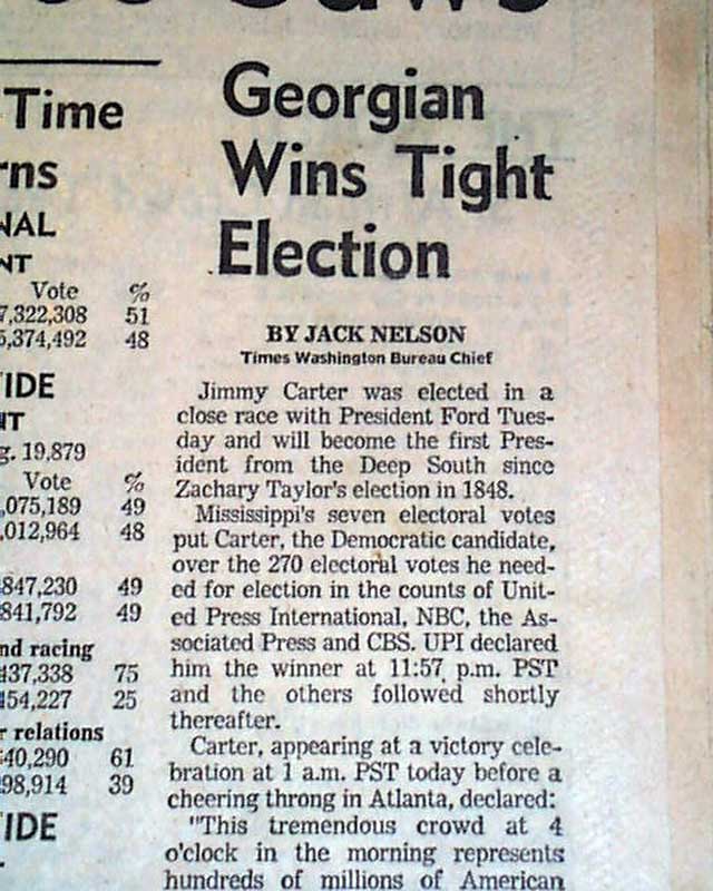 Jimmy Carter wins the Presidency... - RareNewspapers.com