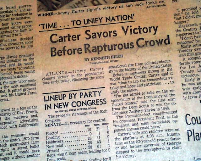 Jimmy Carter wins the Presidency... - RareNewspapers.com