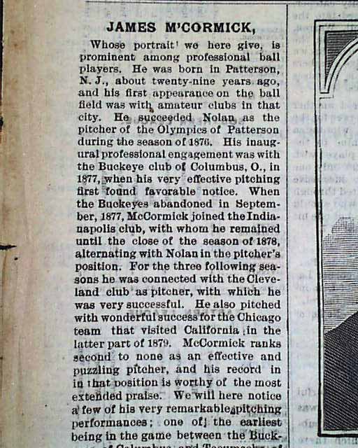 Very rare baseball newspaper from 1886... - RareNewspapers.com