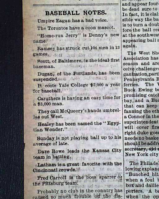 Very rare baseball newspaper from 1886... - RareNewspapers.com
