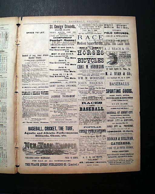 Very rare baseball newspaper from 1886... - RareNewspapers.com