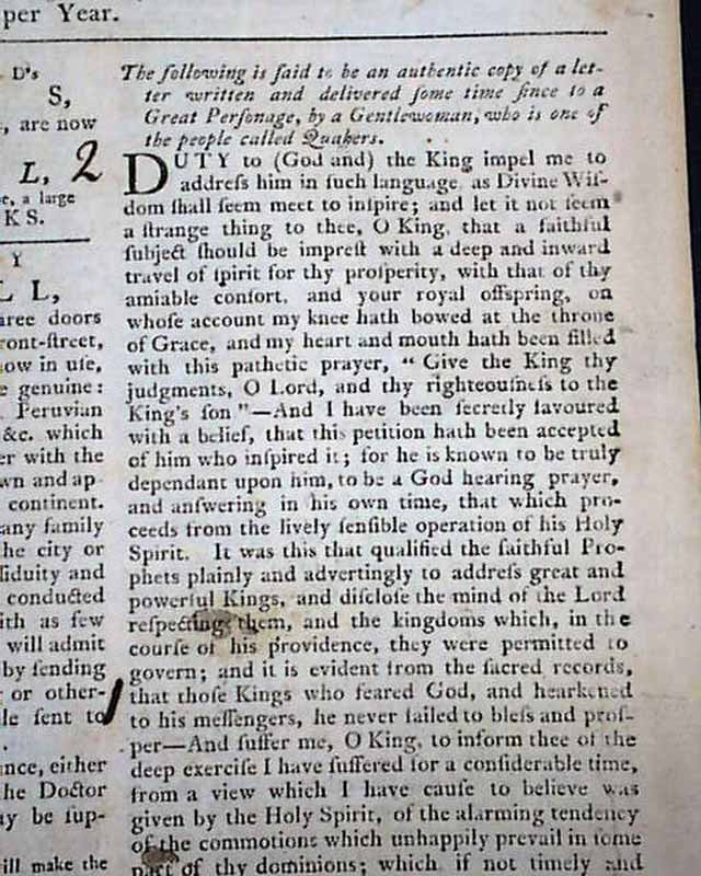 Early reports on the Revolutionary War... A letter from a Quaker ...