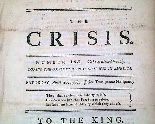 A pro-American newspaper from London in 1776... - RareNewspapers.com