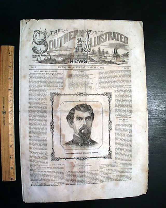 General William J. Hardee on the front of a Confederate newspaper ...