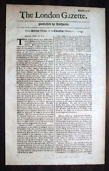 World's Oldest NEWSPAPER 1703 Gazette 302 YEARS OLD... - RareNewspapers.com