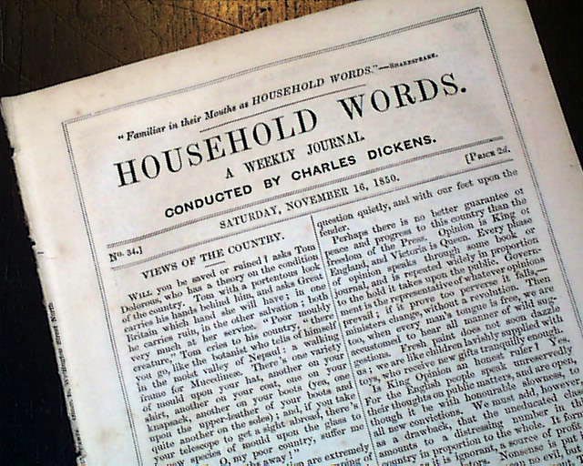 Rare 1850 magazine by author Charles Dickens literature ...