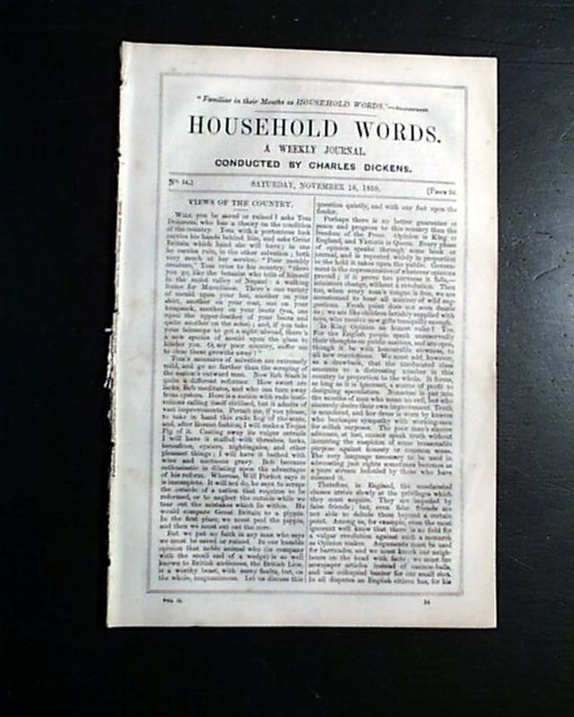 Rare 1850 magazine by author Charles Dickens literature ...
