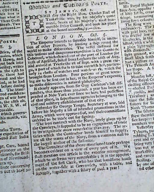 1782 Revolutionary War original... - RareNewspapers.com