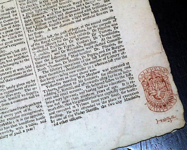 1782 Revolutionary War original... - RareNewspapers.com