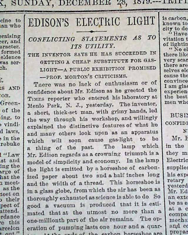 Edison's light bulb... - RareNewspapers.com