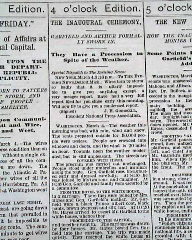 Inauguration of James Garfield... - RareNewspapers.com