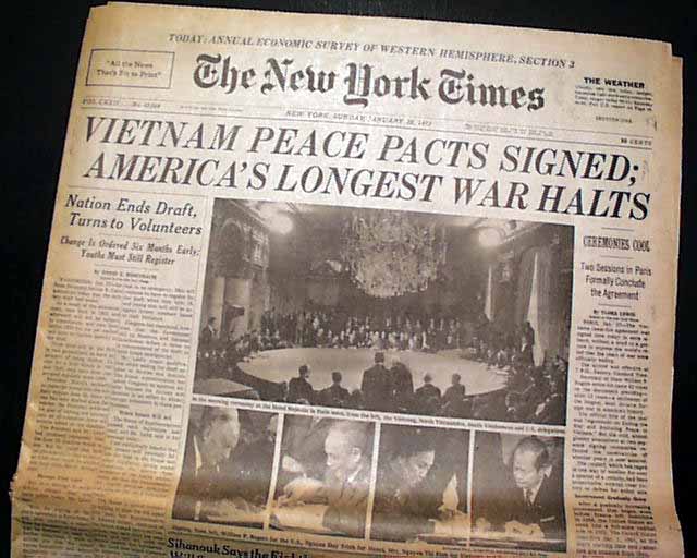 Paris Peace Accord to end the Vietnam War... - RareNewspapers.com