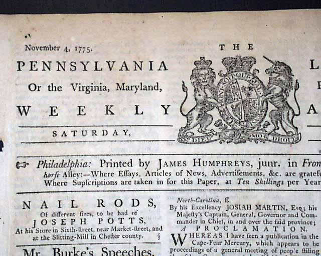 One of the more historic documents of the colonial period ...
