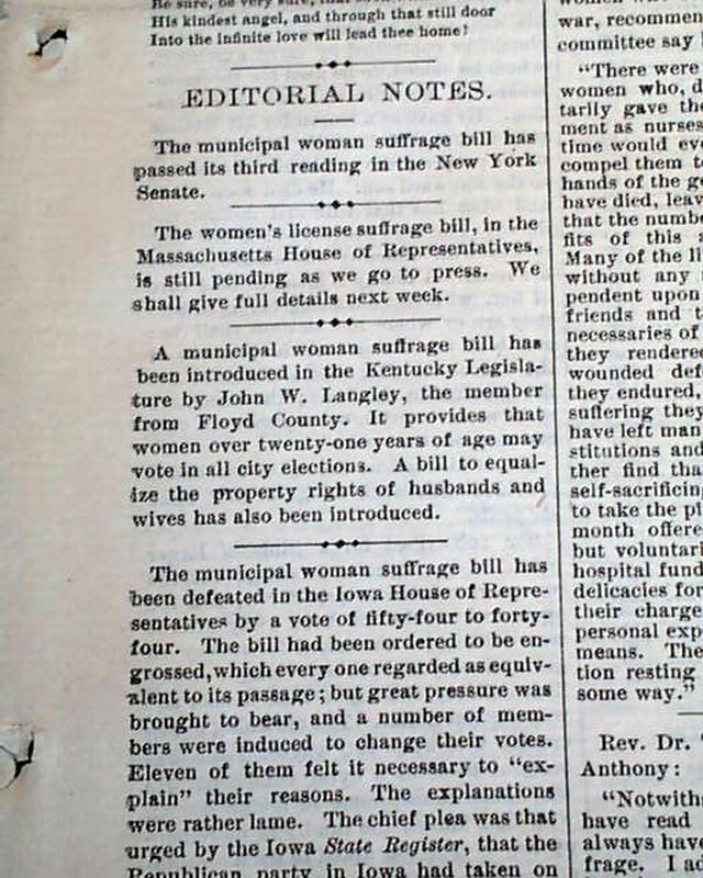 Rare 19h century women's suffrage newspaper... - RareNewspapers.com