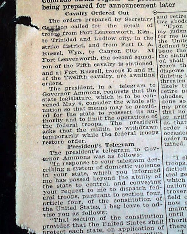 1914 Ludlow massacre... Colorado coalfield war... - RareNewspapers.com